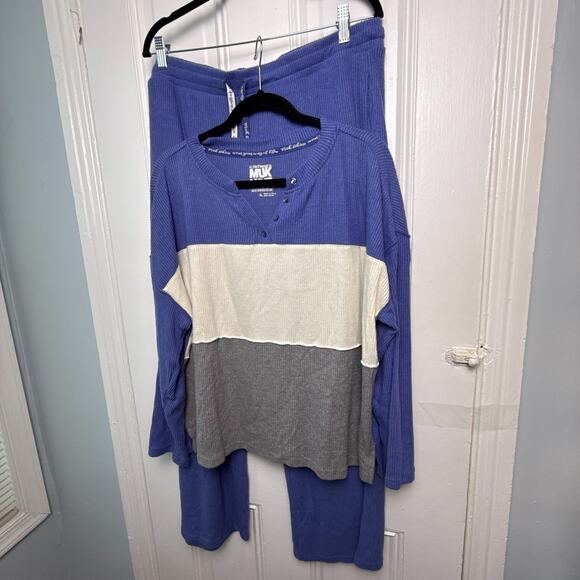 Muk Luks | Intimates & Sleepwear | Qvc Muk Luks Brushed Rib Color Block ...